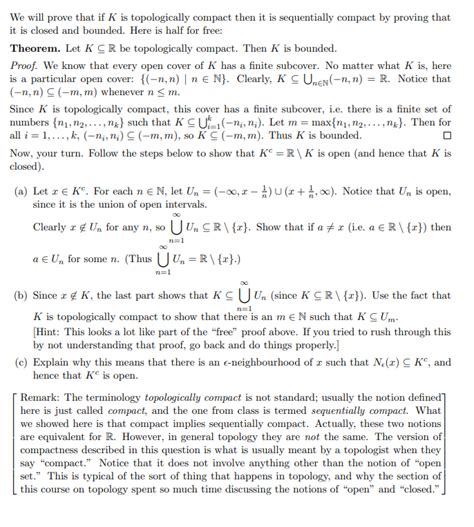 Solved Recall That We Defined Compactness As Follows Kcr Is