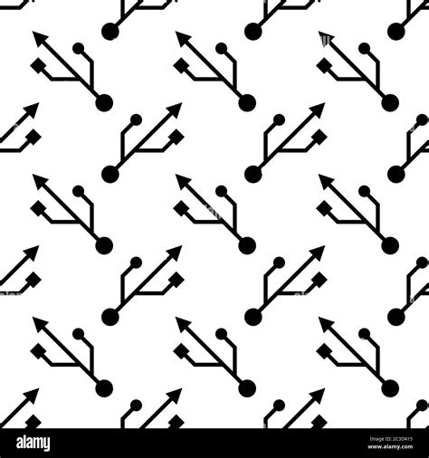 Usb Icon Seamless Pattern Universal Serial Bus Design Vector Art Illustration Stock Vector