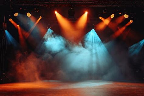 Mesmerizing Abstract Light Show In An Empty Concert Hall With Dark