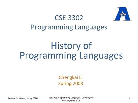 Cse 3302 Programming Languages History Of Programming Languages