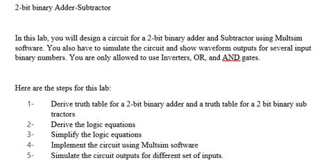 Solved 2 Bit Binary Adder Subtractor In This Lab You Will