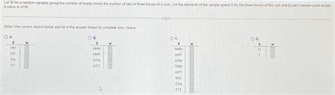 Solved Let W Be A Random Variable Giving The Number Of Heads