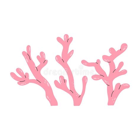 Cute Set Of Sea Coral Colony In Cartoon Style Stock Vector