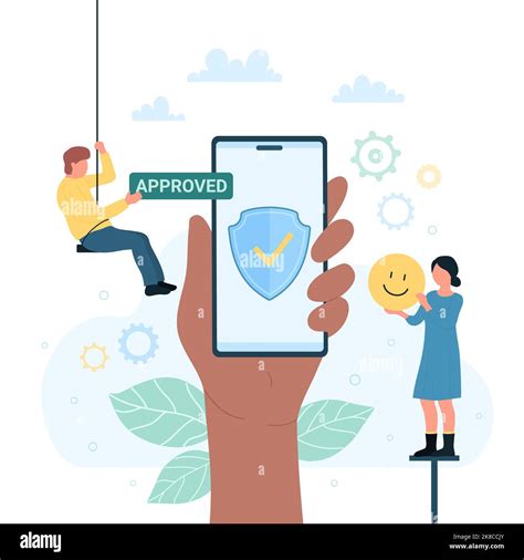 Mobile App Safety Technology Data Privacy Cyber Protection In Phone Vector Illustration