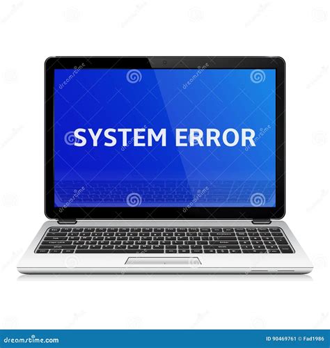 modern laptop with system error message on blue screen stock vector