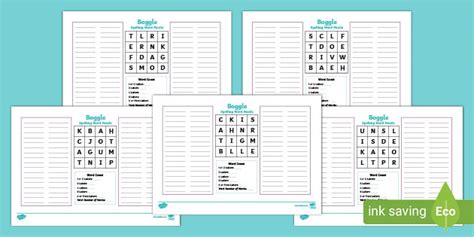 English Boggle Worksheet Primary Vocabulary Resources