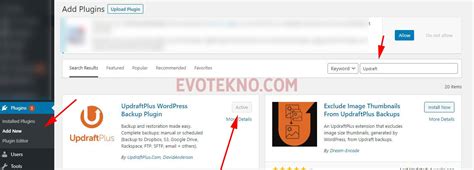 Cara Backup Website Otomatis Pakai Plugin Updraftplus Wordpress Evotekno