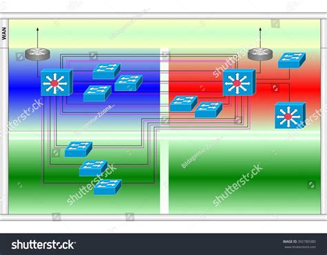Network Wlan Vlan Diagram Illustration Stock Illustration