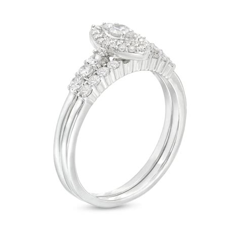 12 Ct Tw Marquise Shaped Multi Diamond Frame Bridal Set In 10k