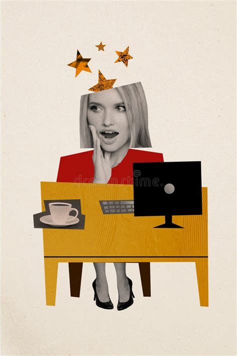 Sketch Image Composite Trend Artwork Photo Collage Of Silhouette Office Manager Lady In Work