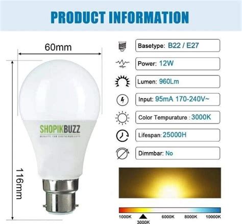 12w Led Bulb Super Bright E27 B22 E27 Screw Base Shopikbuzz