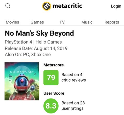 Nms Beyond Is Currently Sitting At 79 On Metacritic Just One More Point R Nomansskythegame