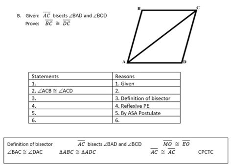 solved b given overline ac bisects ∠ bad and ∠ bcd prove overline
