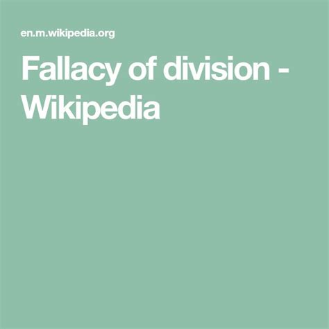 Fallacy Of Division Wikipedia