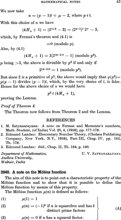 2940 A Note On The Möbius Function The Mathematical Gazette