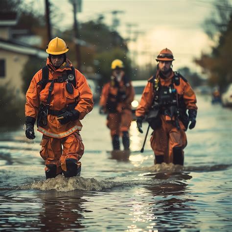 Premium Photo Emergency Response Team Helping Flood Victims During An