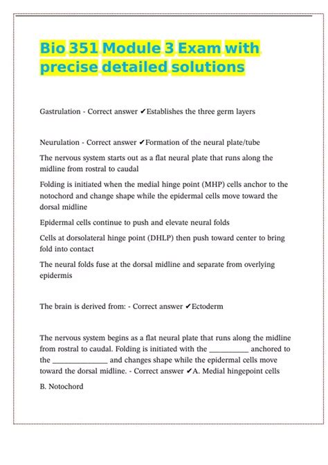 Bio 351 Module 3 Exam With Precise Detailed Solutions Biod 351