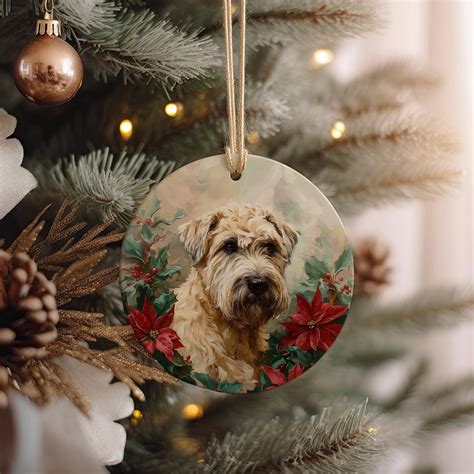 Wheaten Terrier Christmas Ornament Ceramic Holiday Decor With