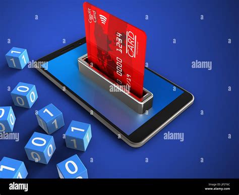 3d Illustration Of Mobile Phone Over Blue Background With Binary Cubes