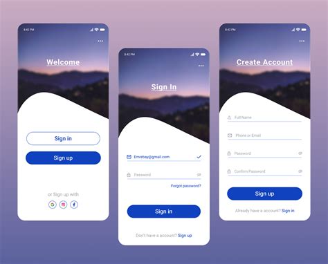 Mobile App Login And Sign Up Screen Ui Design Behance
