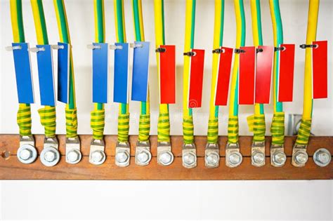 Connected Electricity Ground Wires On The Wall Stock Image Image Of Electric Background