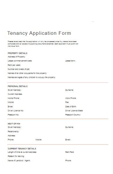 Free 50 Tenancy Application Forms In Pdf Ms Word Free 50 Tenancy Application Forms In Pdf Ms Word