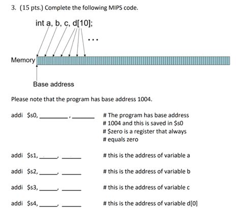 Solved 3 15 Pts Complete The Following Mips Code Please