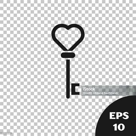 투명 한 배경에 격리 된 심장 모양 아이콘에 검은 색 키입니다 벡터 일러스트레이션 개념에 대한 스톡 벡터 아트 및 기타 이미지 개념 낮 로맨스 Istock