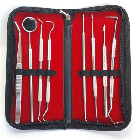 8 Strumenti Pulizia Dentale Cura Dente Dentista Sonda Specchietto Pinz
