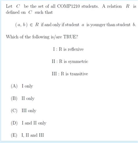 Solved Let C Be The Set Of All COMP Babes A Relation Chegg Com