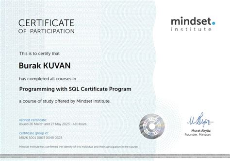 Burak Kuvan On Linkedin I Have Successfully Completed The Sql