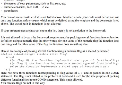 Solved Write A Function Subset Target In Scheme That Takes A