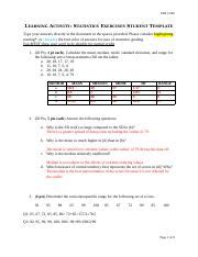 Statistics Exercises Mean Median And Standard Deviation Guide Course Hero