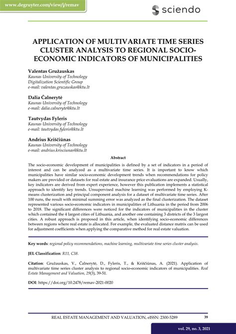 Pdf Application Of Multivariate Time Series Cluster Analysis To
