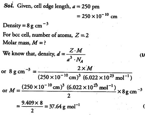 An Element Occurs In Bcc Structure It Has A Cell CBSE Class 12 Chemistry Learn CBSE Forum