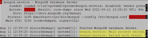 Ubuntu MongoDB Failed Result Core Dump Stack Overflow