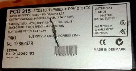 Danfoss Fcd 315 Fcd315pt4p66exr1d0f12t51c0 2 6kva 178b2378