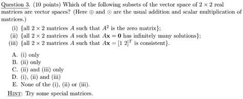 solved which of the following subsets of the vector space of