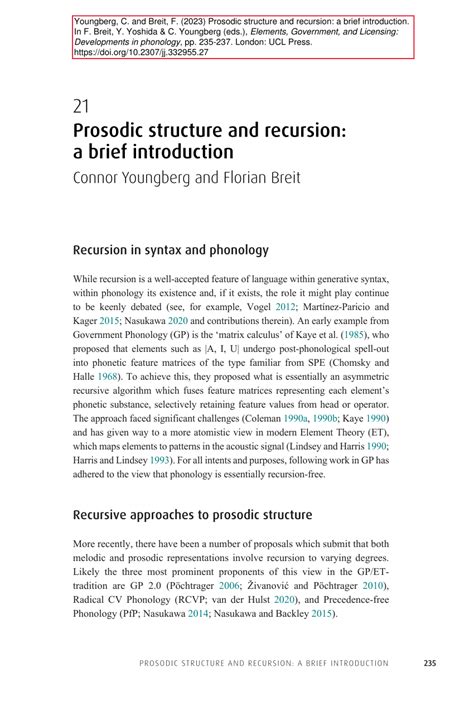 Pdf Prosodic Structure And Recursion A Brief Introduction
