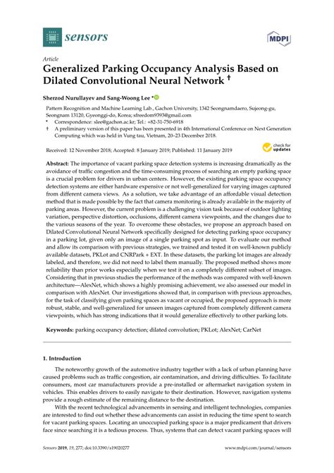 Pdf Generalized Parking Occupancy Analysis Based On Dilated