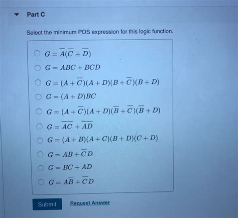 Solved Part B Select The Minimum Sop Expression For This