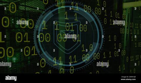 Image Of Cyber Security And Shield With Email In Circle Over Binary