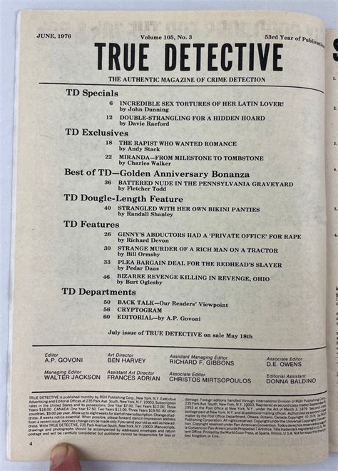 True Detective Magazine June 1976 Vintage True Crime Stories Pulp Ebay