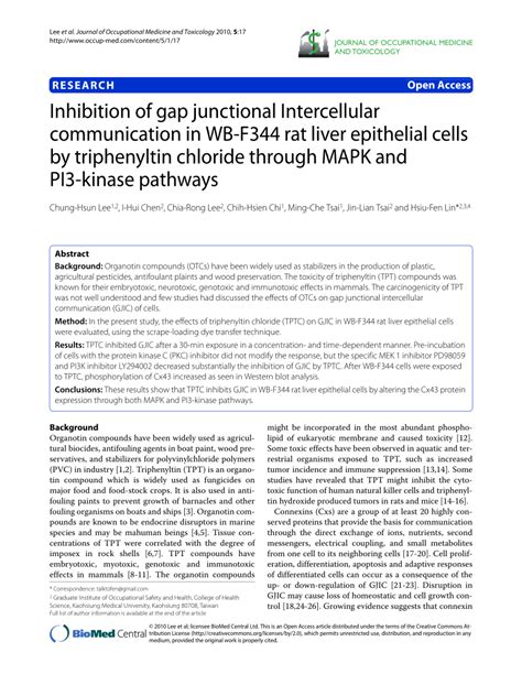Pdf Inhibition Of Gap Junctional Intercellular Communication In Wb F344 Rat Liver Epithelial