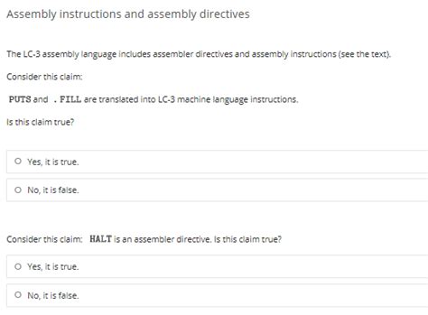 Solved Assembly Instructions And Assembly Directives The Chegg Com