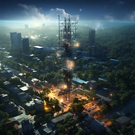 Premium Photo An Aerial View Revealed Cellular Wireless Mobile Data Towers Vast Reach Ai