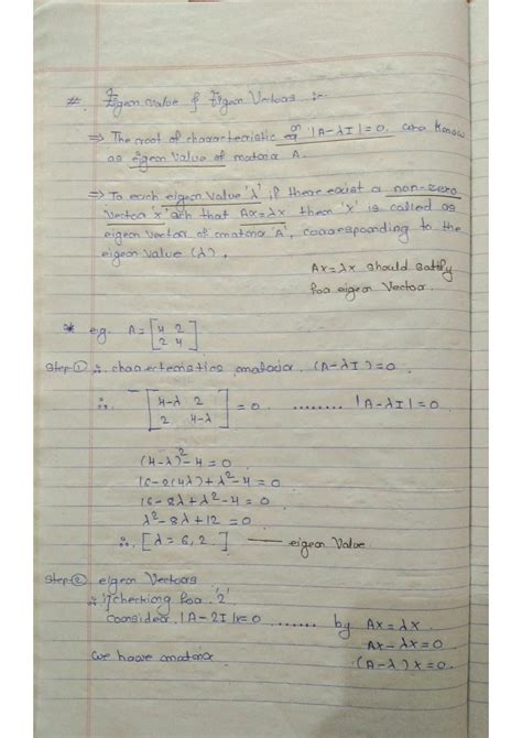 Solution Eigen Values And Eigen Vector Linear Algebra Detailed Notes