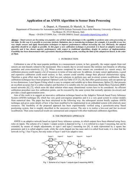 Pdf Application Of An Anfis Algorithm To Sensor Data Processing