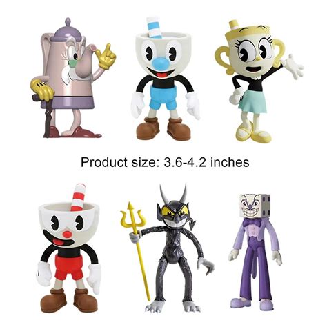 Cuphead Mugman Mecup And Brocup Anime Figure 6 Pcs Anime Game Figure