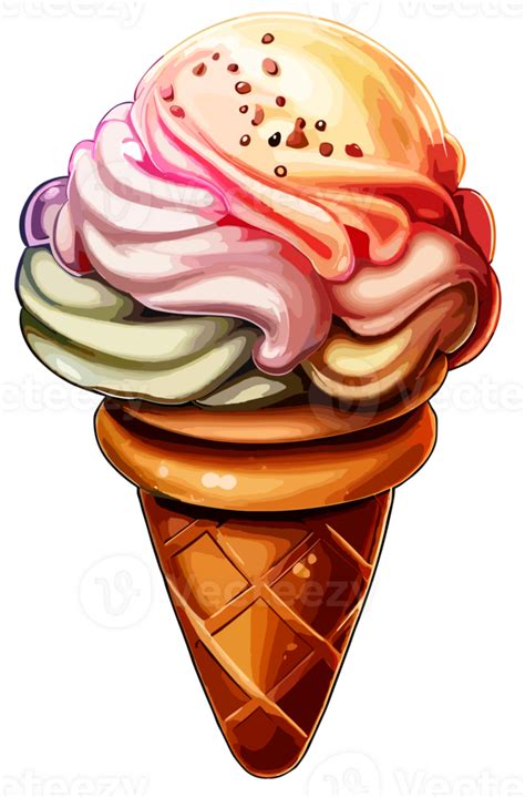 Ice Cream On A Wafer Cone Isolated Clip Art Illustration Style